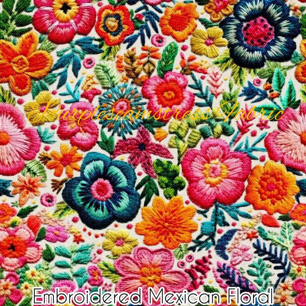Faux Embroidered Mexican Floral – Purpleseamstress Fabric