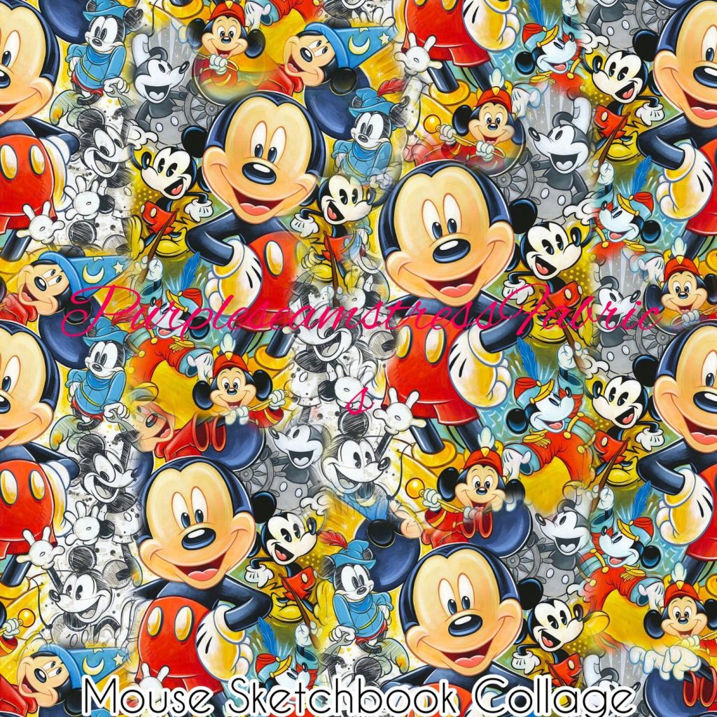 Mouse Sketchbook Collage – Purpleseamstress Fabric