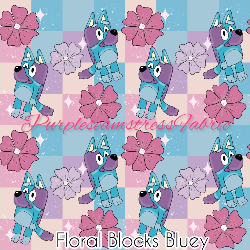 Floral Blocks Bluey – Purpleseamstress Fabric