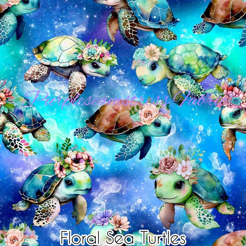 Floral Sea Turtles – Purpleseamstress Fabric