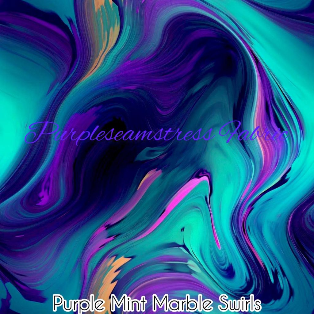Purple Mint Marble Swirls – Fabric – Purpleseamstress Fabric