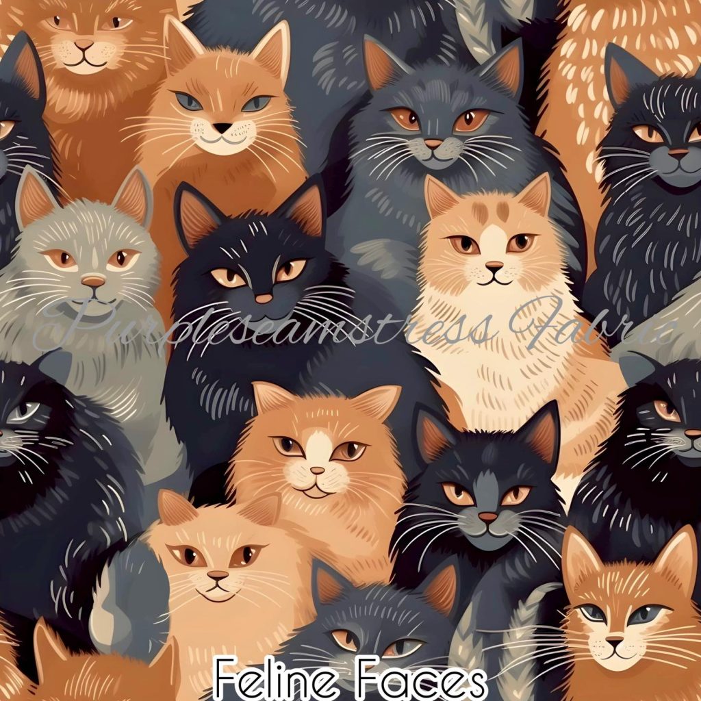 Feline Faces – Purpleseamstress Fabric