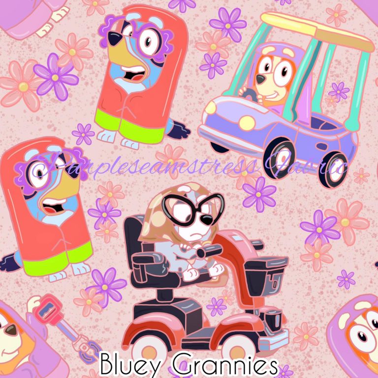 Bluey Grannies – Fabric – Purpleseamstress Fabric