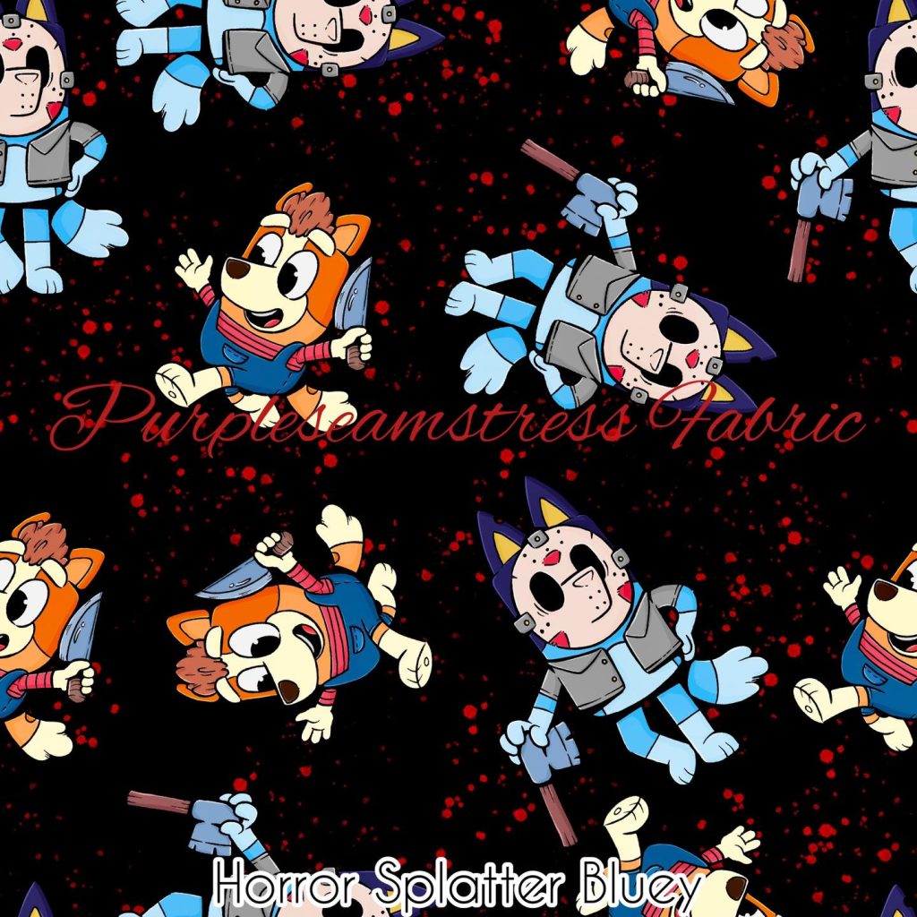 Horror Splatter Bluey – Purpleseamstress Fabric