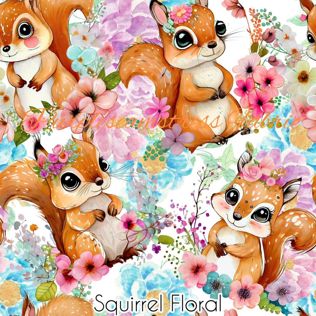 Squirrel Floral – Fabric – Purpleseamstress Fabric