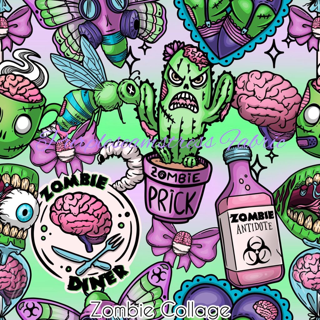Zombie Collage – Fabric – Purpleseamstress Fabric