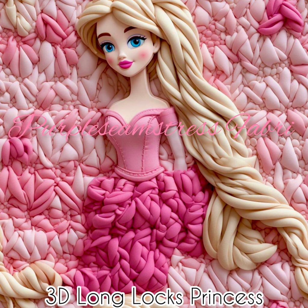 3D Long Locks Princess – Fabric – Purpleseamstress Fabric