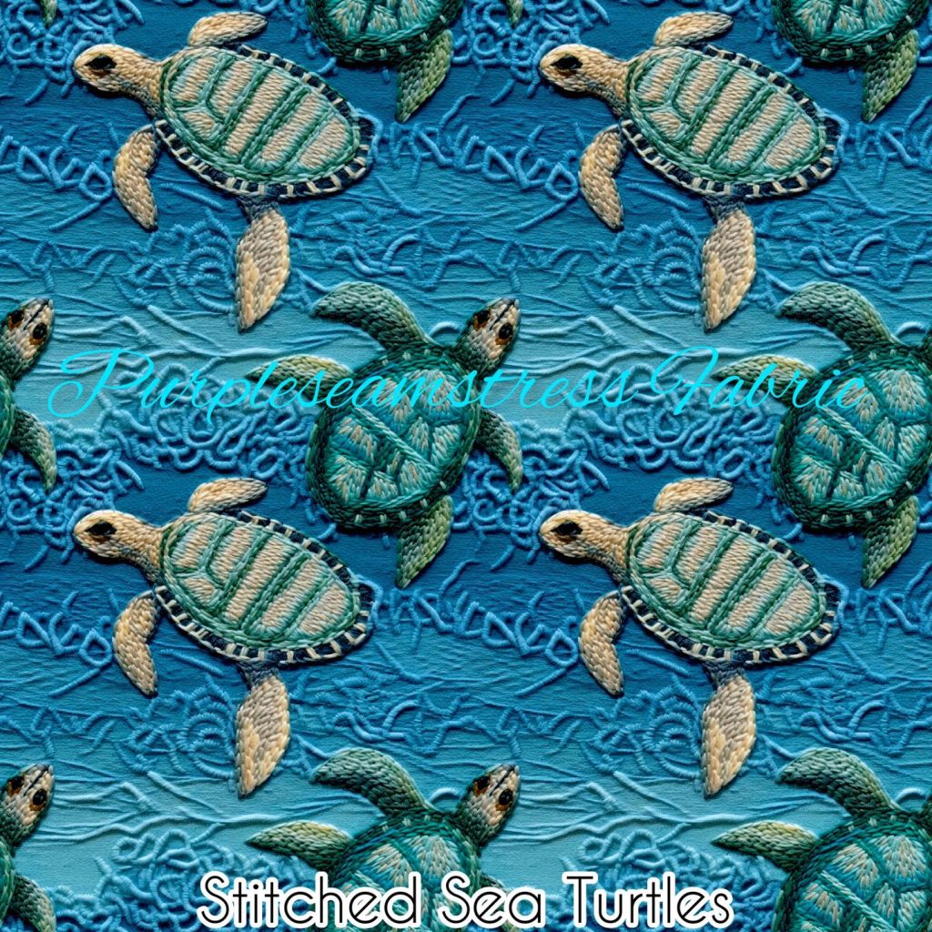 Faux Stitched Sea Turtles – Purpleseamstress Fabric