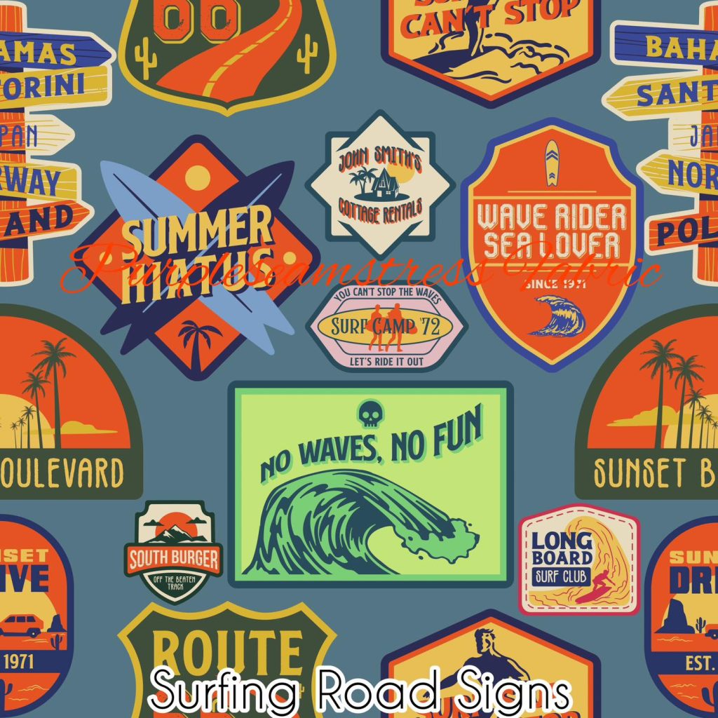 Surfing Road Signs – Purpleseamstress Fabric