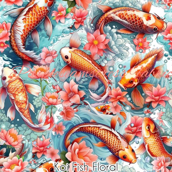 Koi Fish Floral – Fabric – Purpleseamstress Fabric