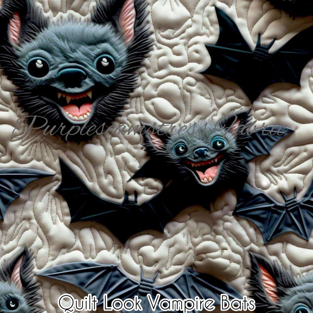 Faux Quilt Look Vampire Bats – Purpleseamstress Fabric
