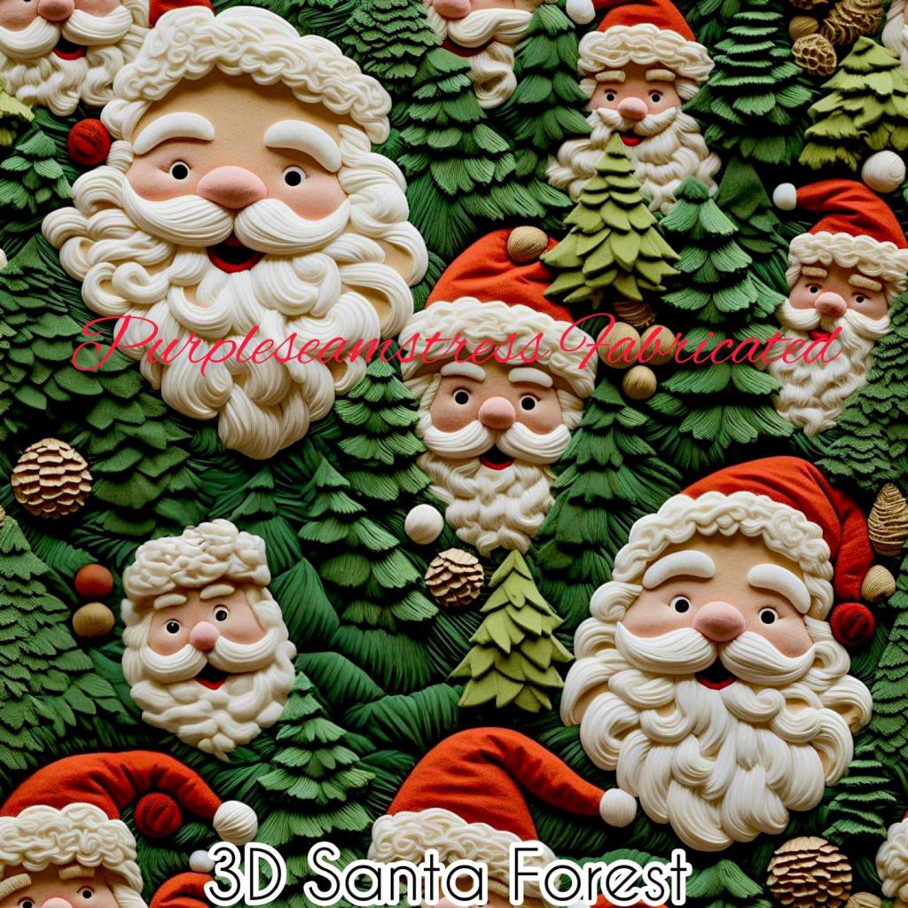 3D Santa Forest – Fabric – Purpleseamstress Fabric