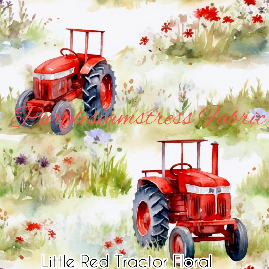 Little Red Tractor Floral – Fabric – Purpleseamstress Fabric