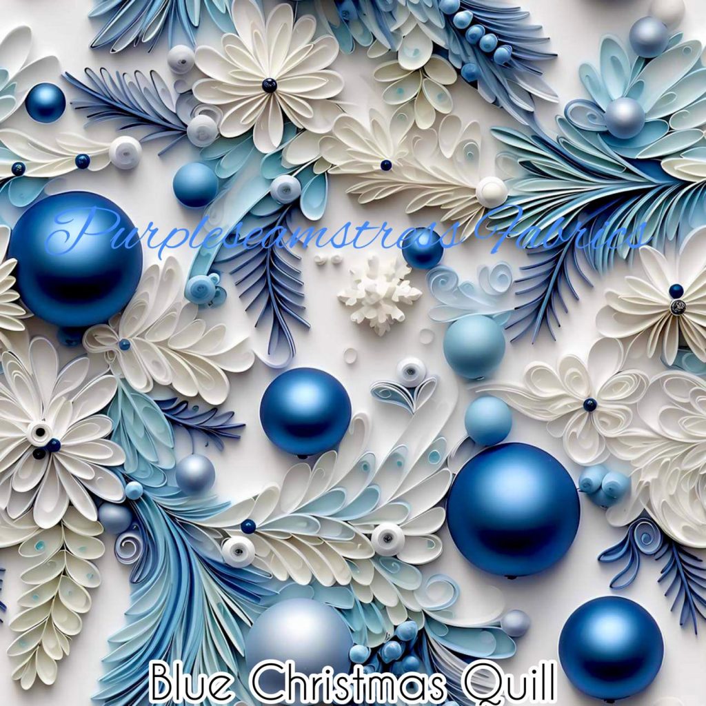 Blue Christmas Quill – Fabric – Purpleseamstress Fabric