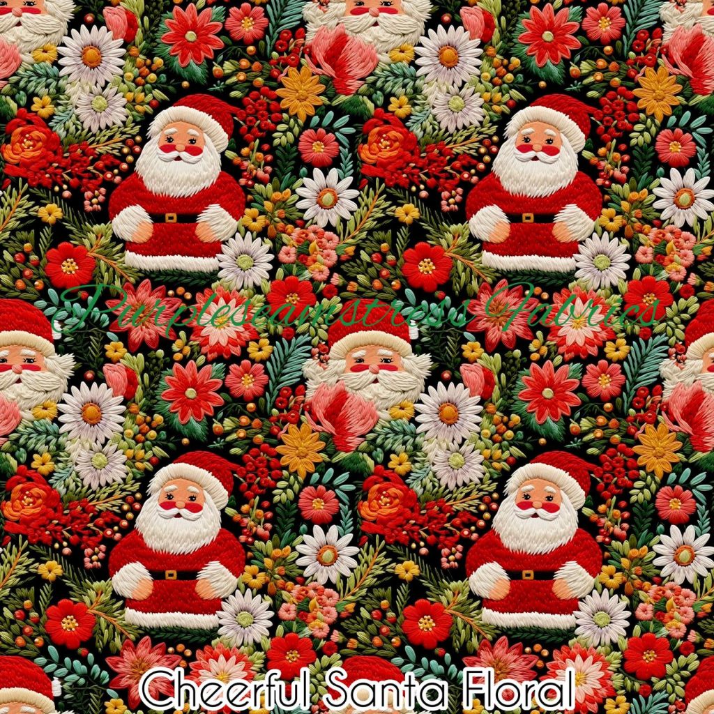 Cheerful Santa Floral – Purpleseamstress Fabric