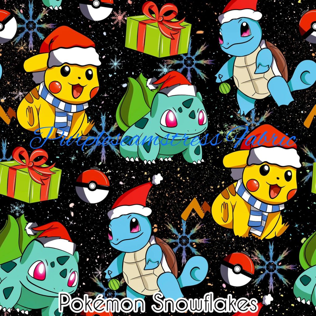 Pokemon Snowflakes – Fabric – Purpleseamstress Fabric