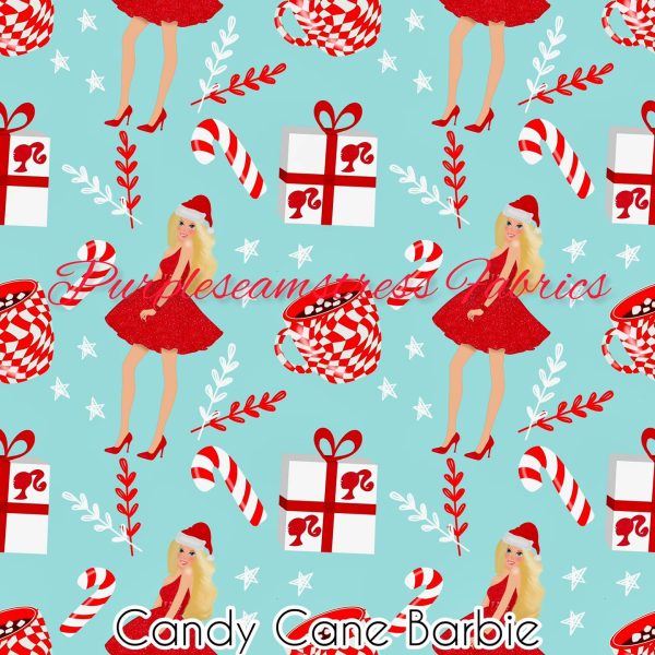 Candy Cane Barbie – Fabric – Purpleseamstress Fabric