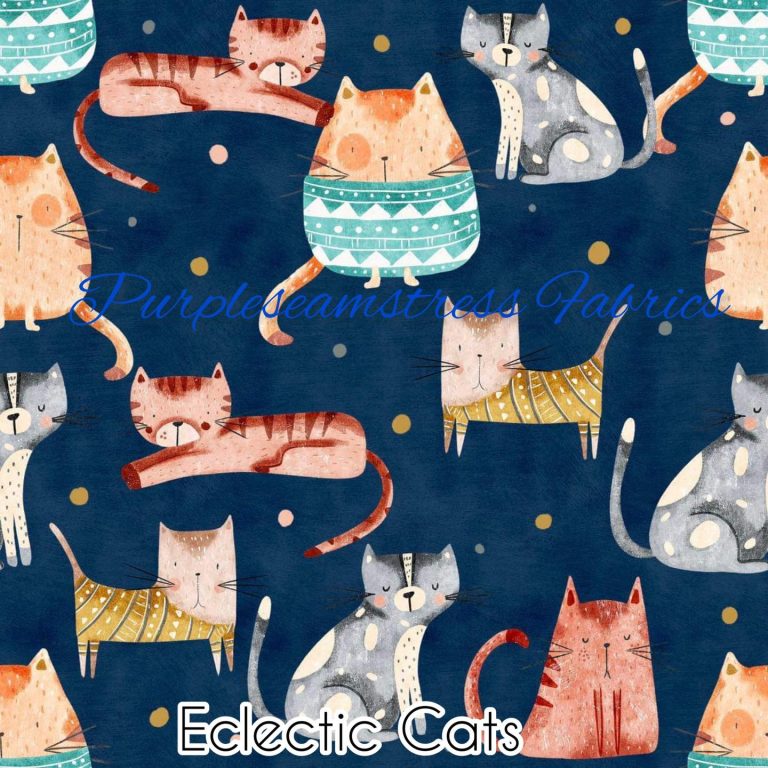 Eclectic Cats – Fabric – Purpleseamstress Fabric