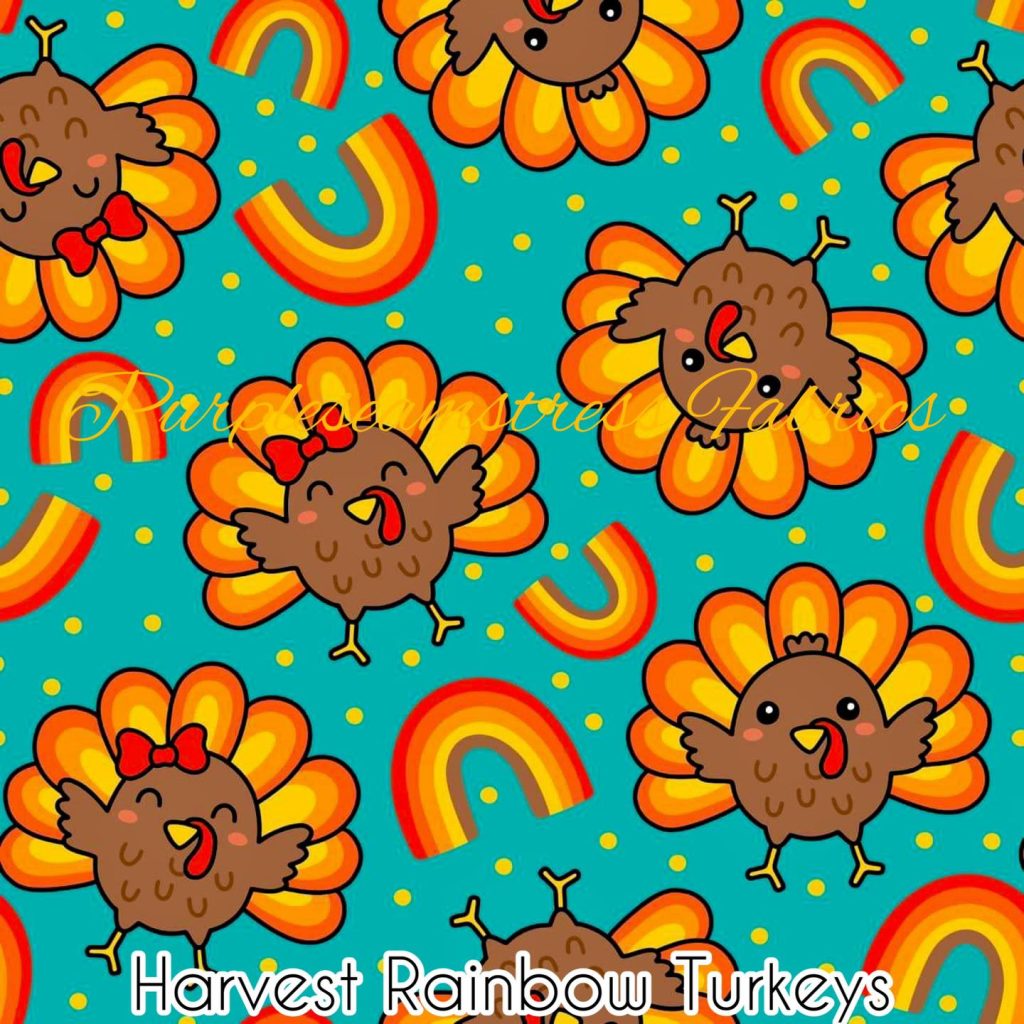 Harvest Rainbow Turkeys – Purpleseamstress Fabric