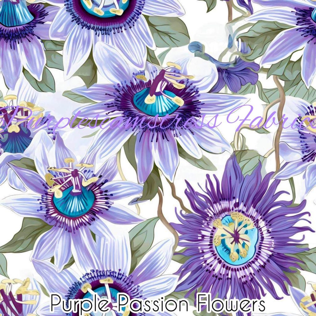 Purple Passion Flowers – Fabric – Purpleseamstress Fabric