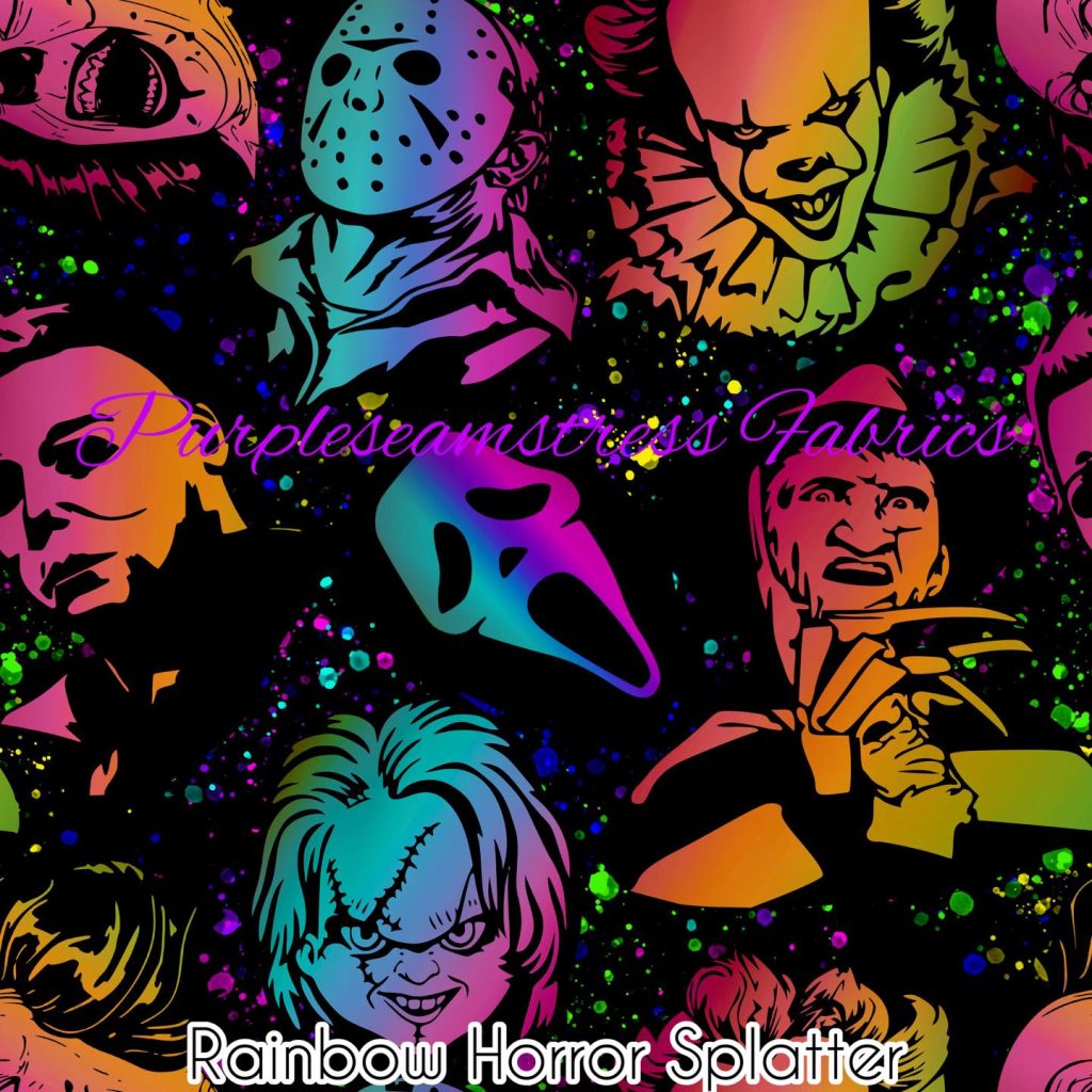 Rainbow Horror Splatter – Purpleseamstress Fabric
