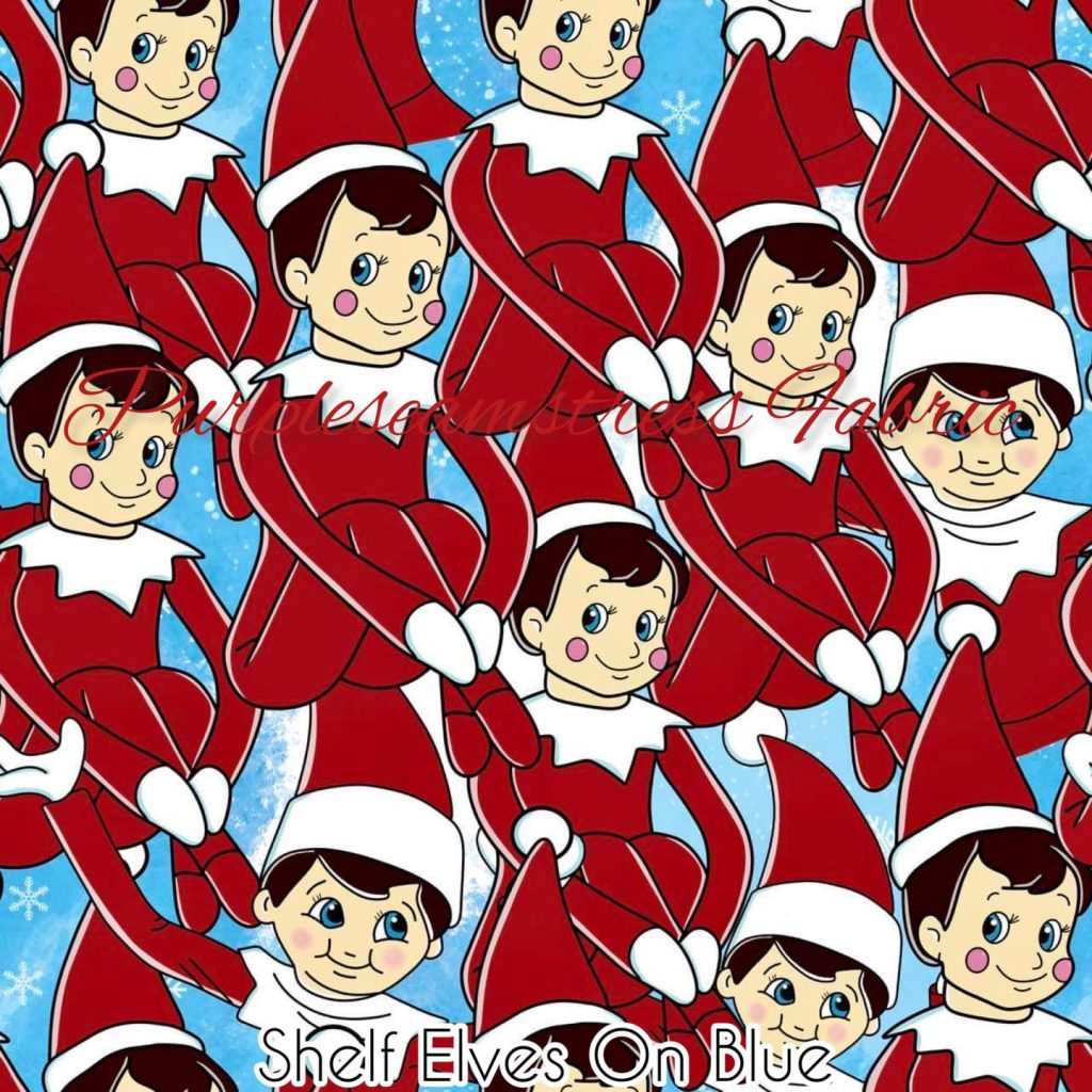 Shelf Elves on Blue – Purpleseamstress Fabric
