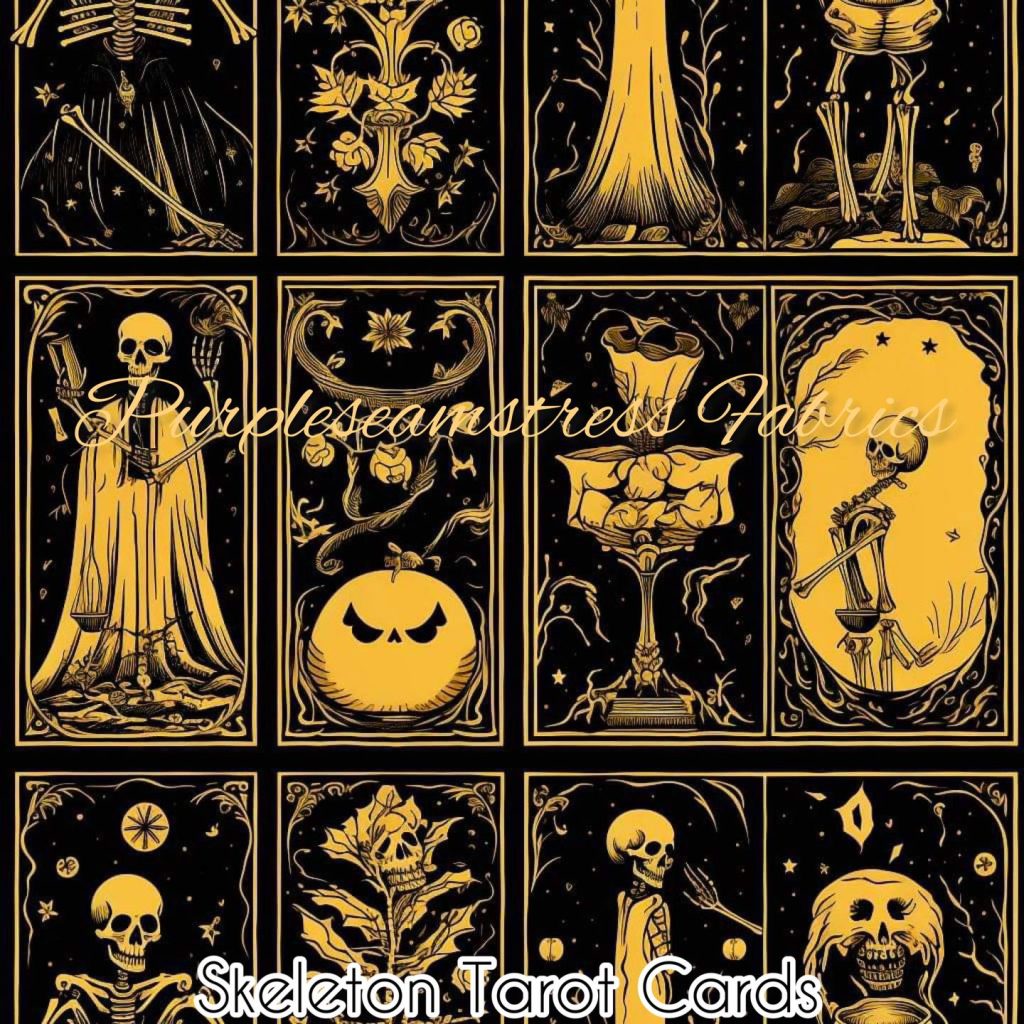 Skeleton Tarot Cards – Fabric – Purpleseamstress Fabric