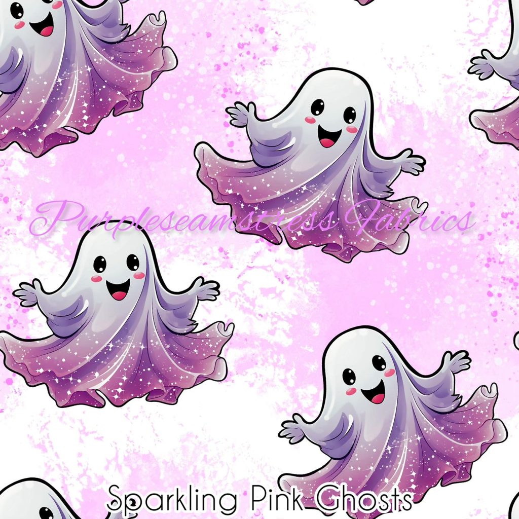 Sparkling Pink Ghosts – Purpleseamstress Fabric