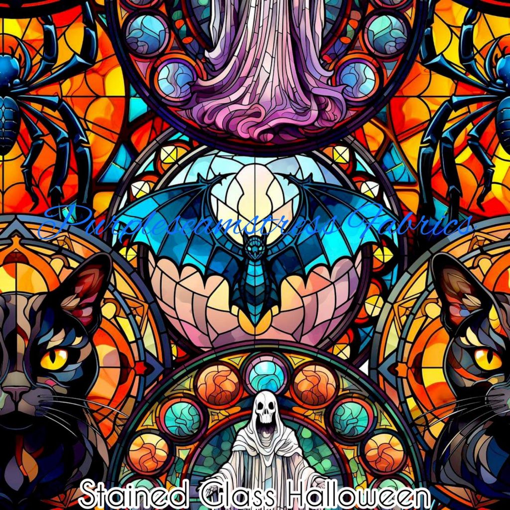 Stained Glass Halloween – Fabric – Purpleseamstress Fabric