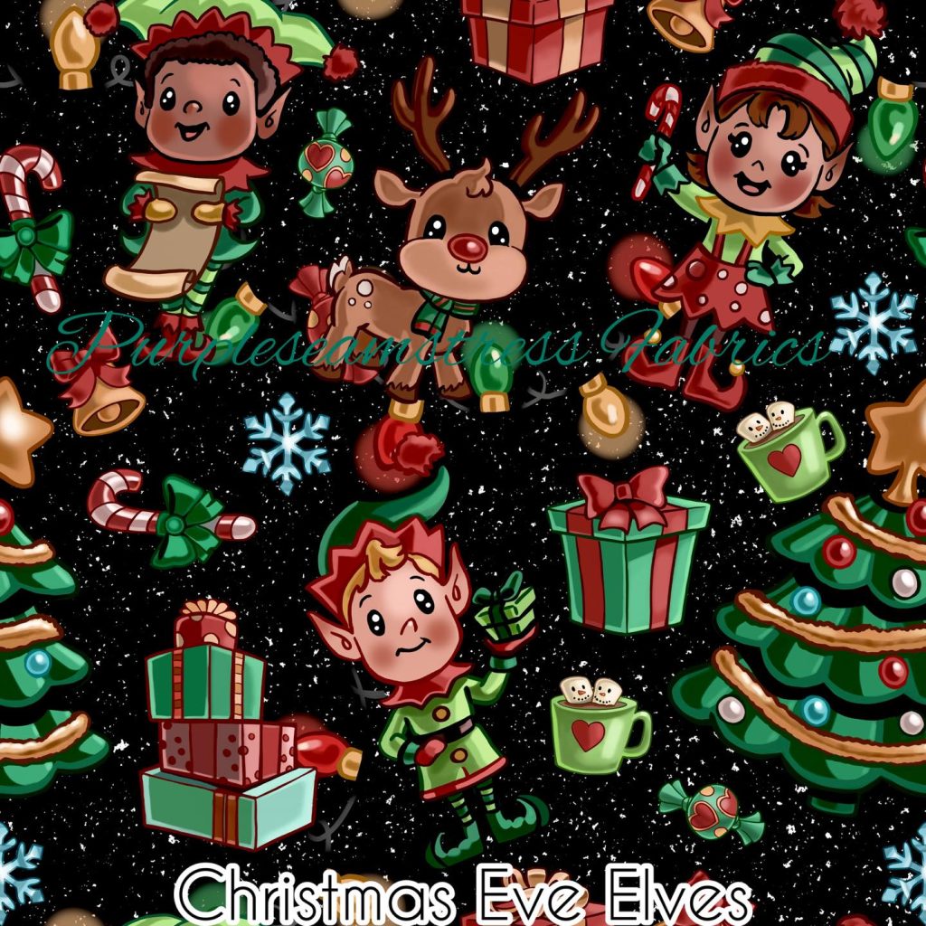 Christmas Eve Elves – Fabric – Purpleseamstress Fabric