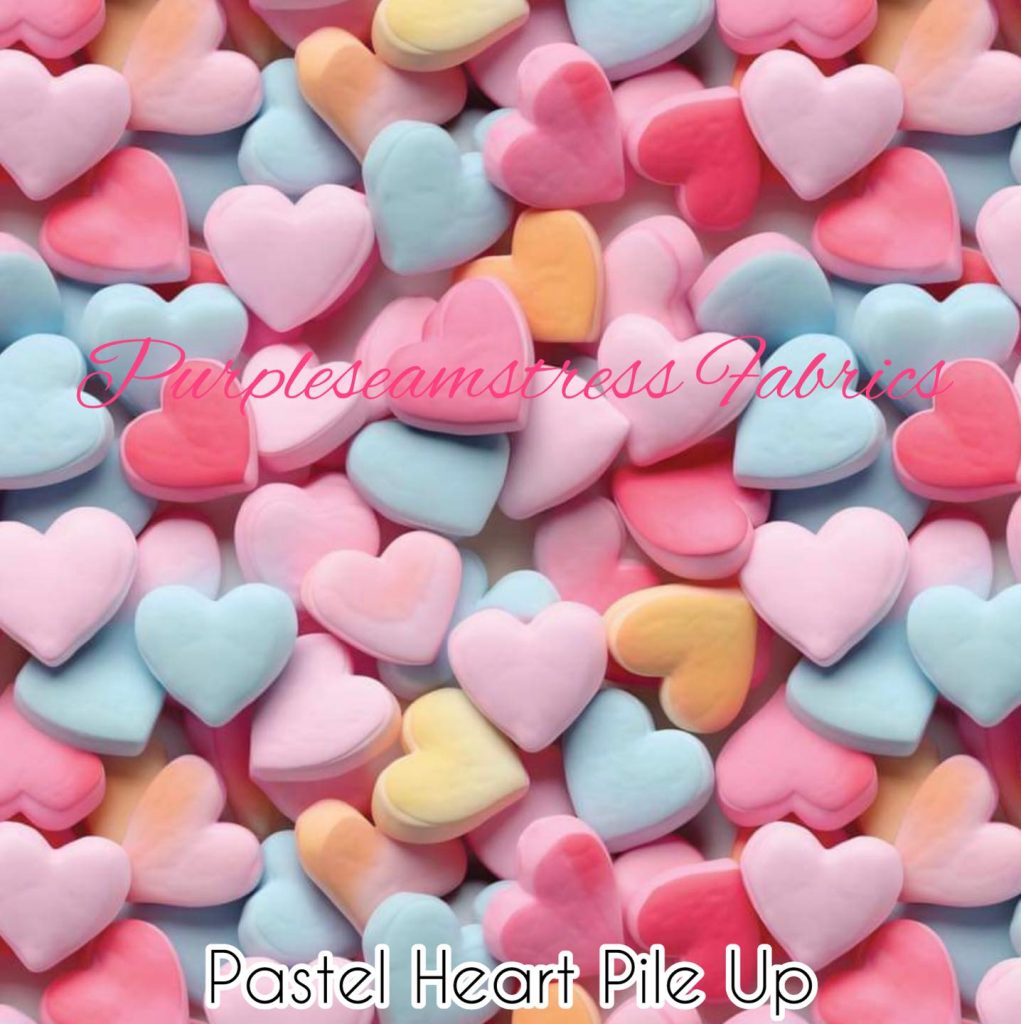 Pastel Heart Pile Up – Fabric – Purpleseamstress Fabric