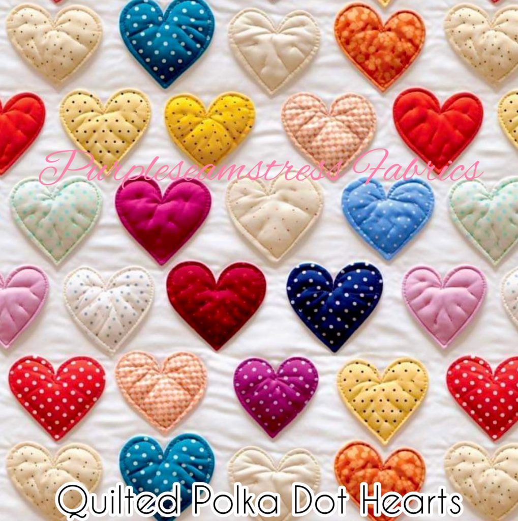Quilted Polka Dot Hearts – Fabric – Purpleseamstress Fabric
