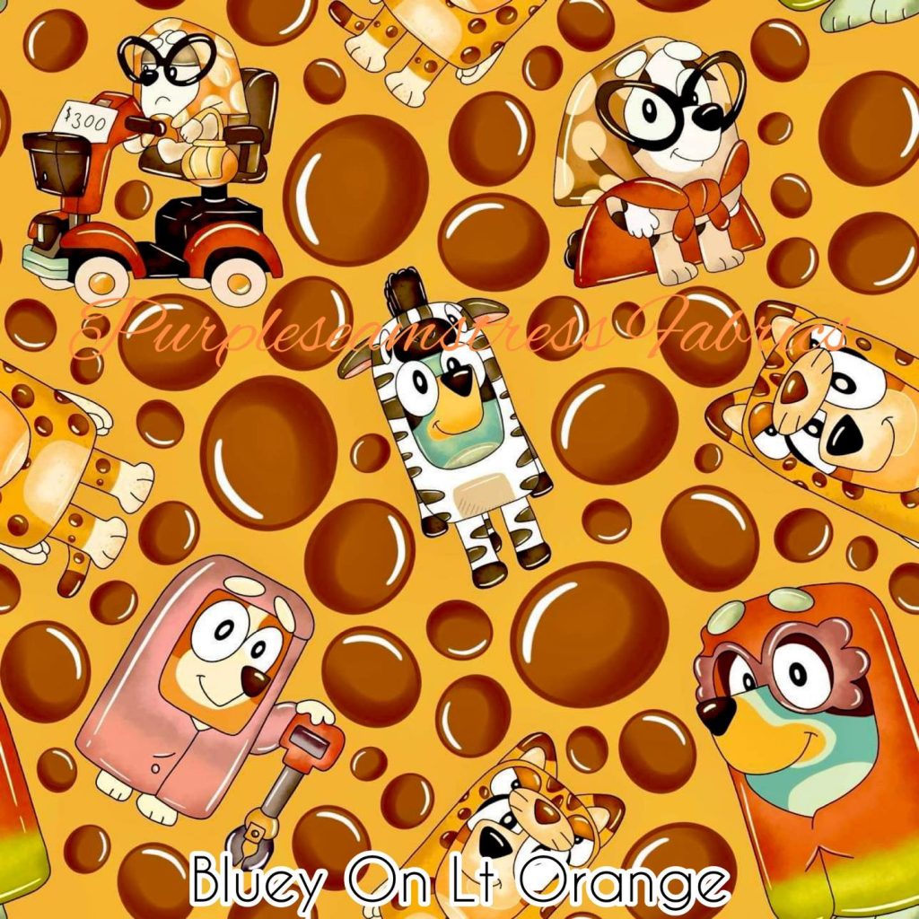 Bluey on Light Orange Cotton Lycra – Purpleseamstress Fabric