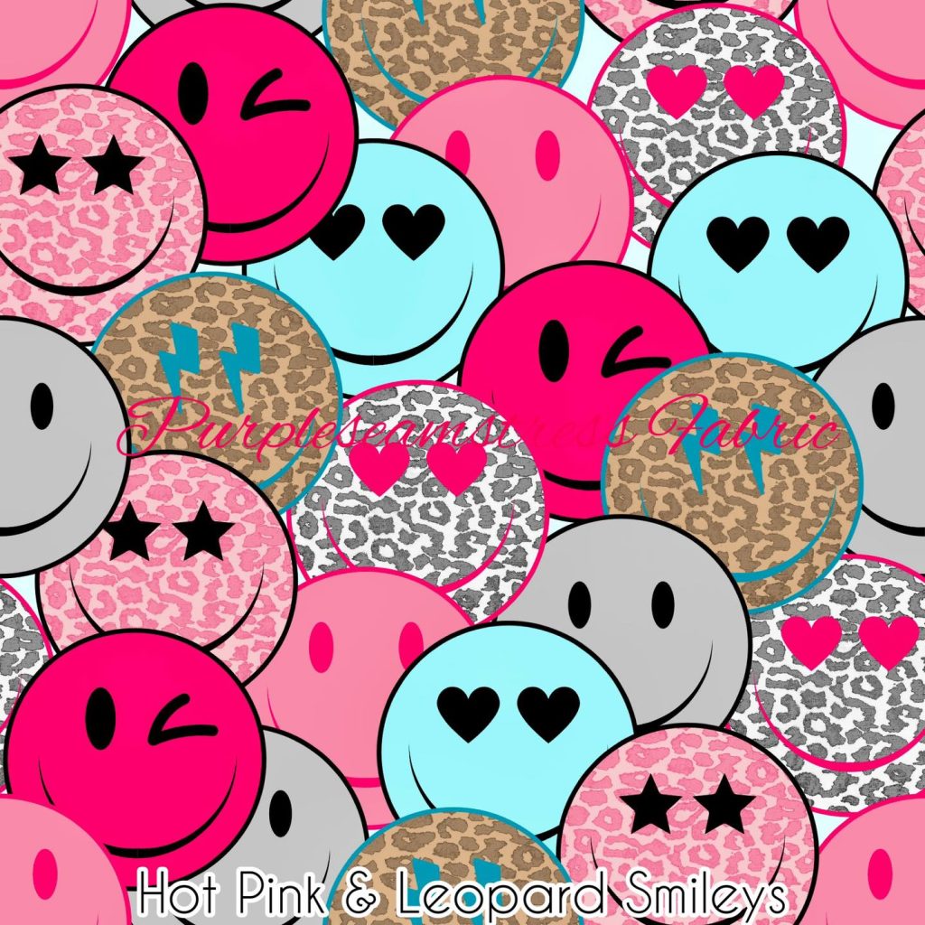 Hot Pink & Leopard Smileys – Purpleseamstress Fabric