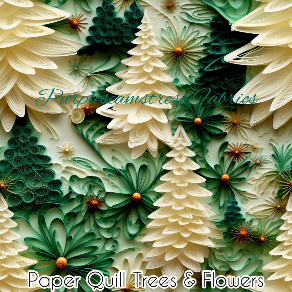 Paper Quill Trees & Flowers – Purpleseamstress Fabric