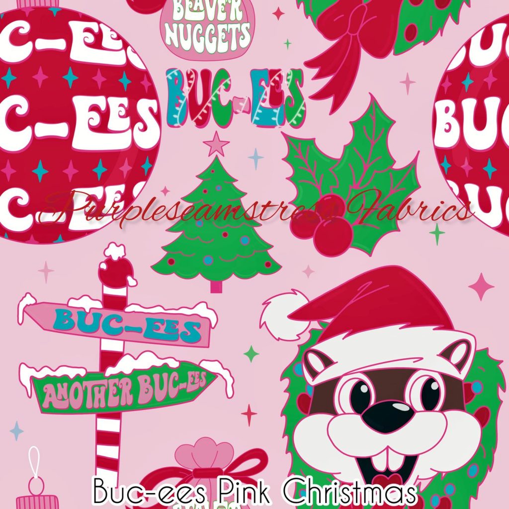 Buc-ees Bucees Pink Christmas – Fabric – Purpleseamstress Fabric