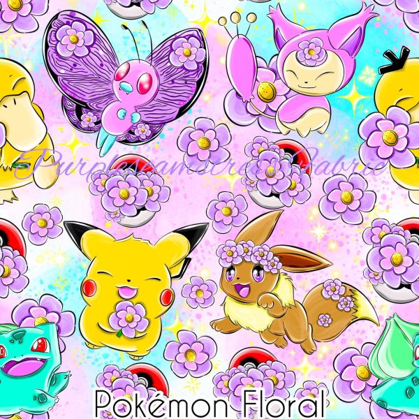 Pokemon Floral – Purpleseamstress Fabric