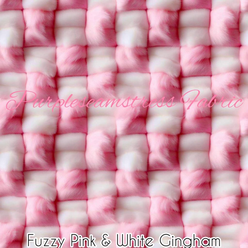Fuzzy Pink & White Gingham – Fabric – Purpleseamstress Fabric