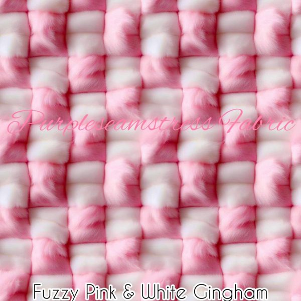 Fuzzy Pink & White Gingham – Fabric – Purpleseamstress Fabric