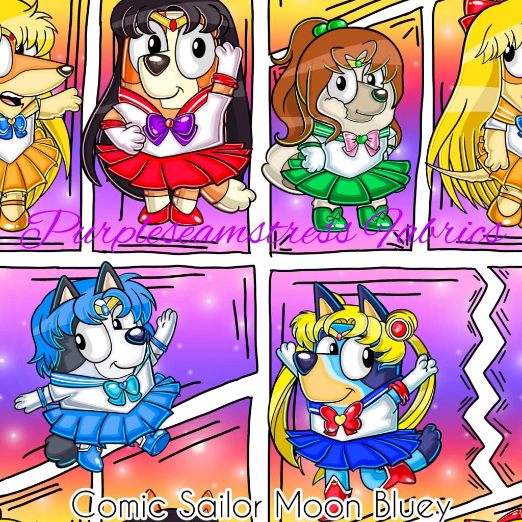 Comic Sailor Moon Bluey – Fabric – Purpleseamstress Fabric