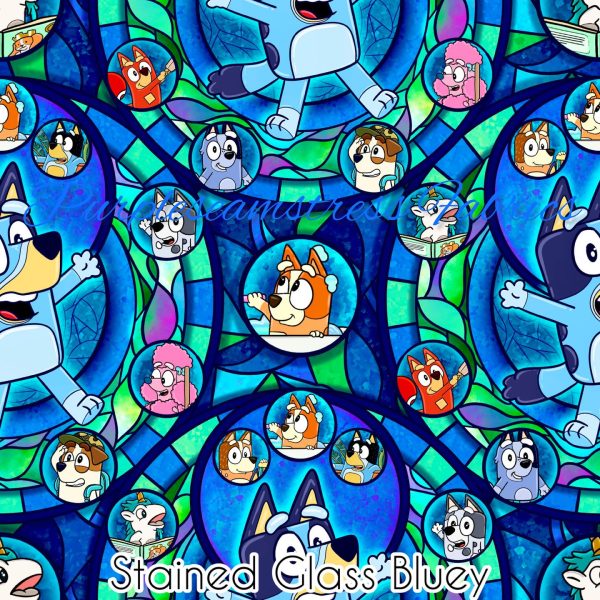 Stained Glass Bluey – Fabric – Purpleseamstress Fabric