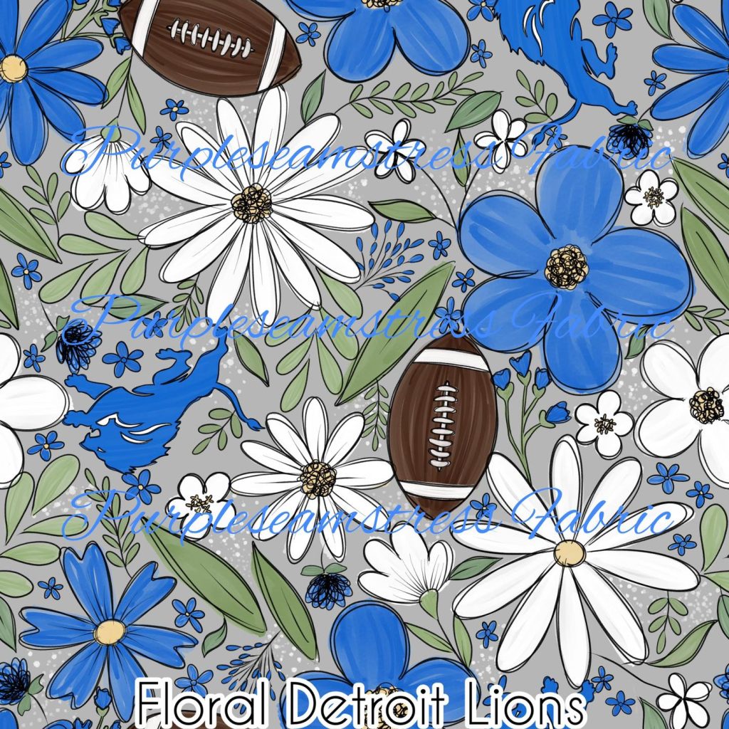 Floral Detroit Lions – Purpleseamstress Fabric