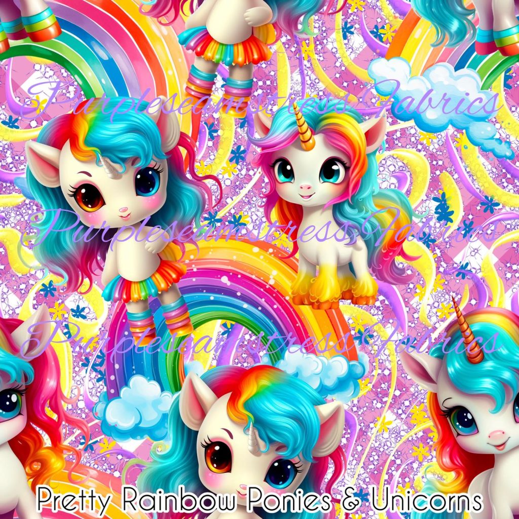 Pretty Rainbow Ponies & Unicorns – Purpleseamstress Fabric
