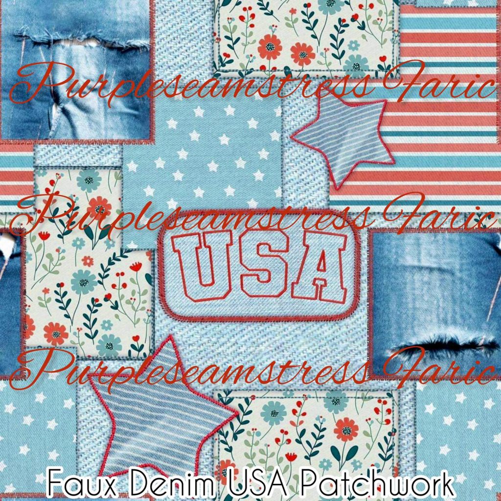 Faux Denim USA Patchwork – Purpleseamstress Fabric