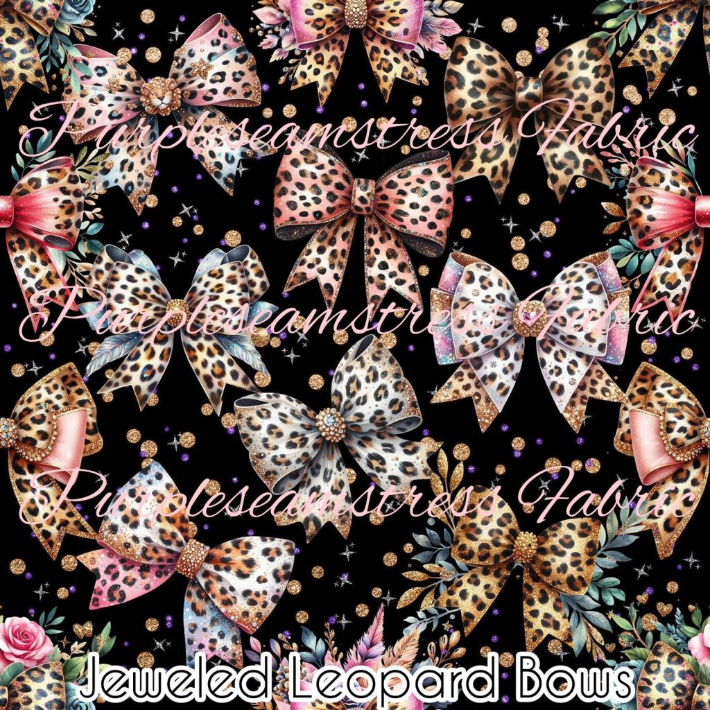 Jeweled Leopard Bows – Fabric – Purpleseamstress Fabric