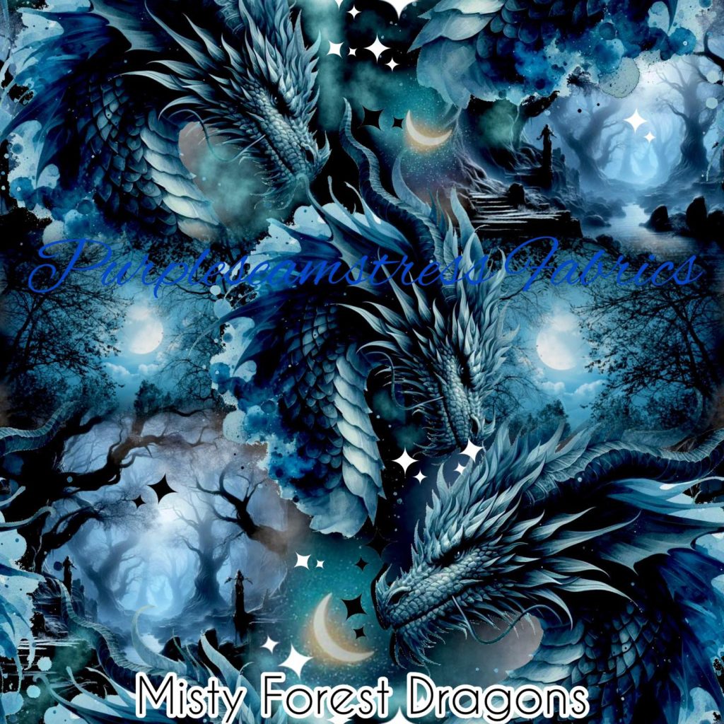 Misty Forest Dragons – Fabric – Purpleseamstress Fabric