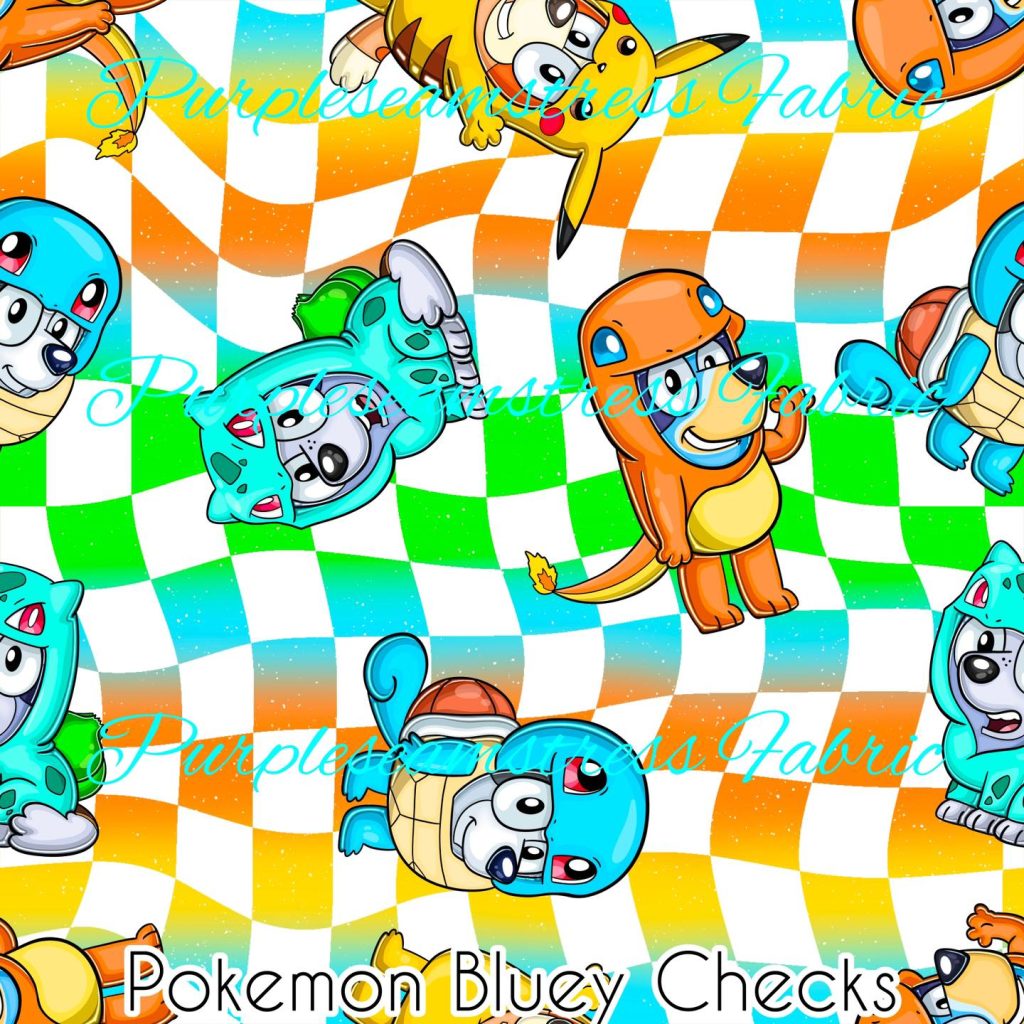Pokemon Bluey Checks – Purpleseamstress Fabric