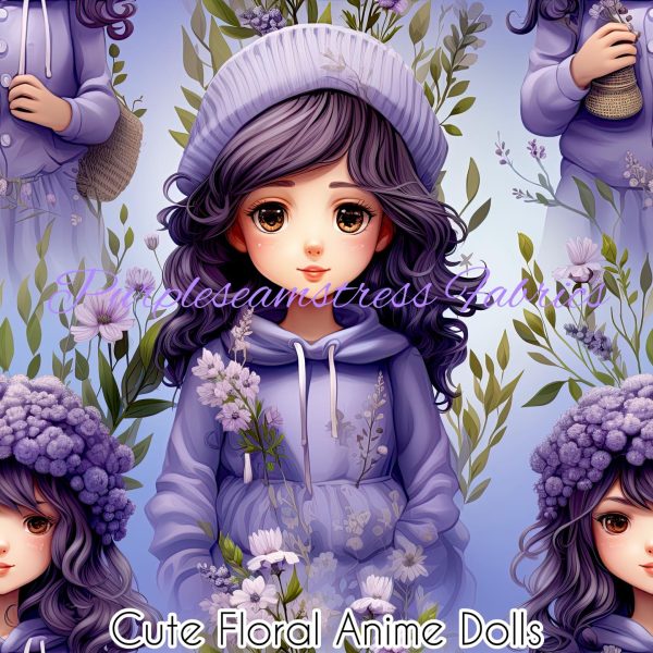 Cute Floral Anime Dolls – Fabric – Purpleseamstress Fabric