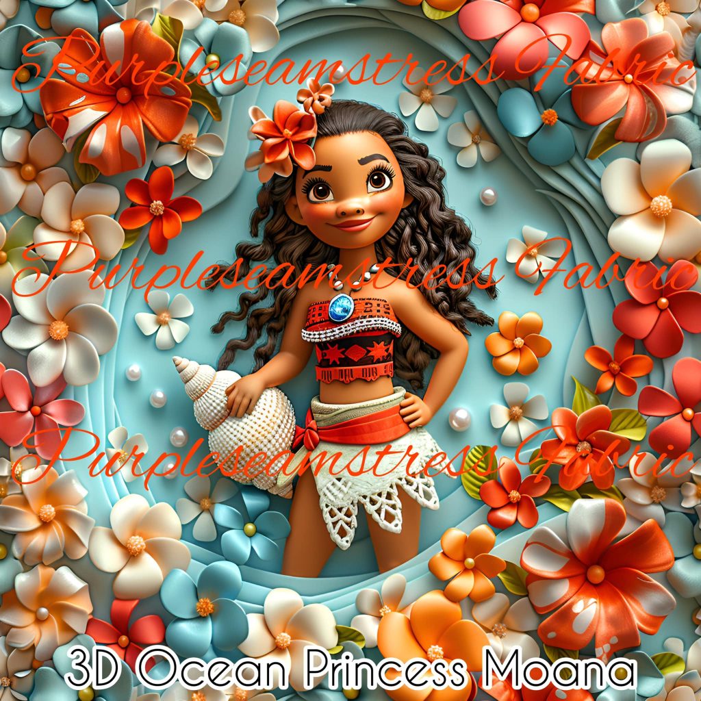 3D Ocean Princess Moana – Purpleseamstress Fabric