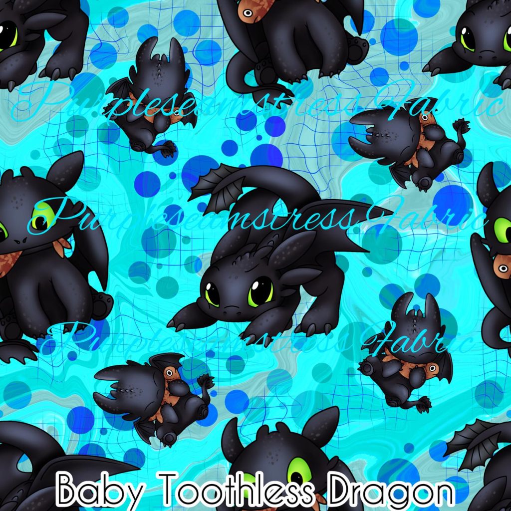Baby Toothless Dragon – Fabric – Purpleseamstress Fabric